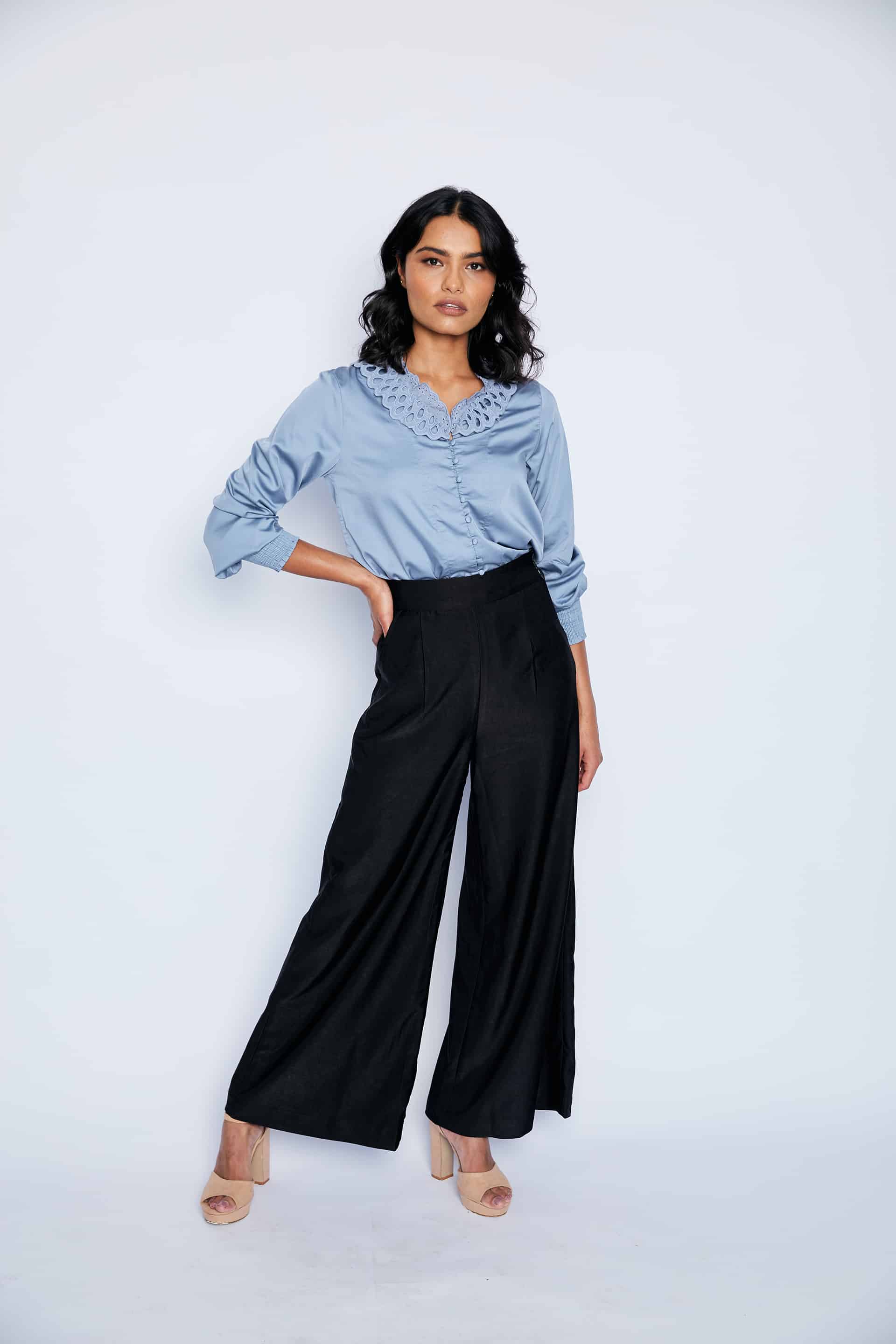 Gloria Blouse - Dusty Blue – Moira Muse